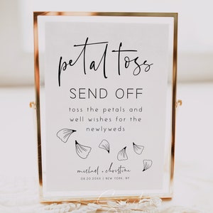 Minimalist Petal Toss Send off Sign Template, Modern Newlywed Flower ...