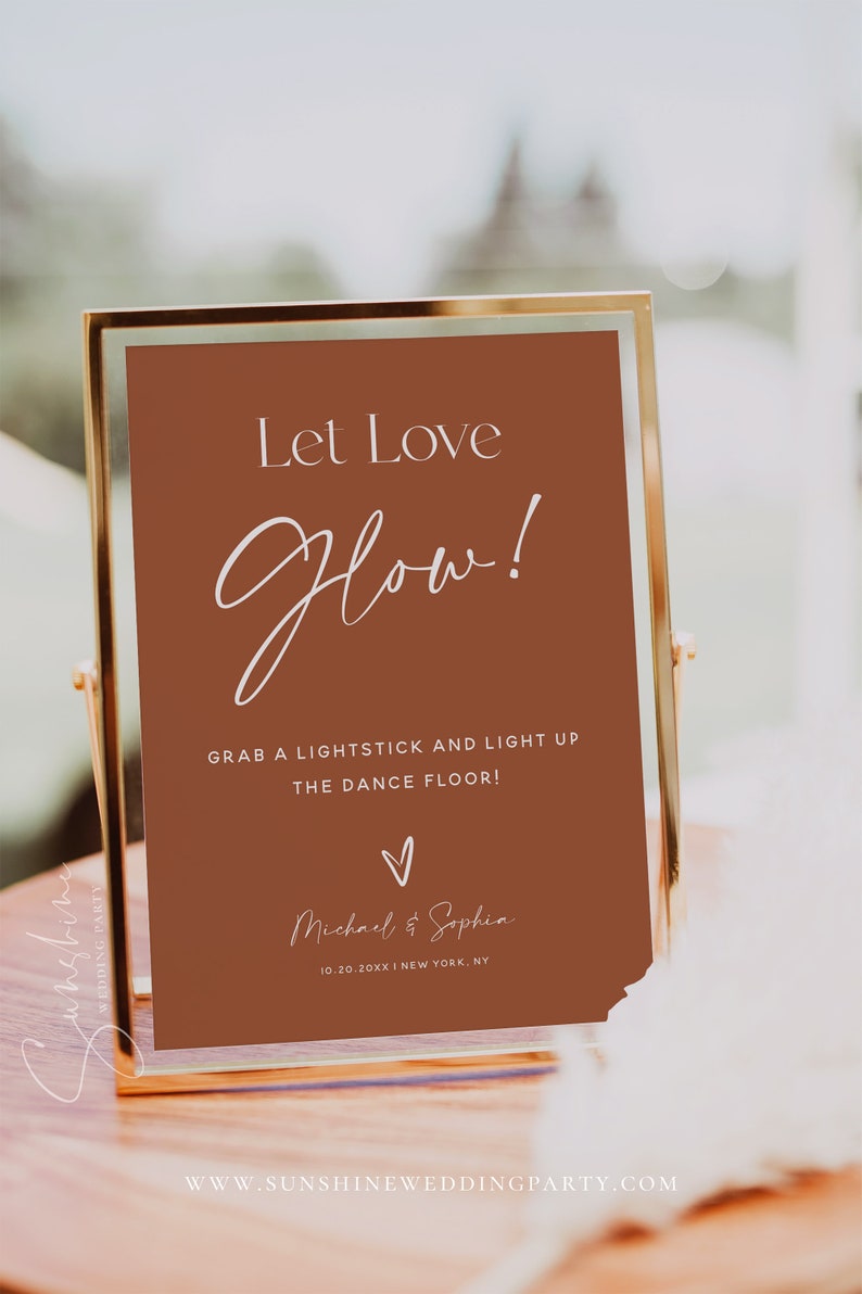 Terracotta Let Love Glow Sign Template Wedding Send off Sign - Etsy