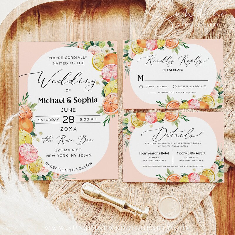 Citrus Wedding Invitation - Etsy