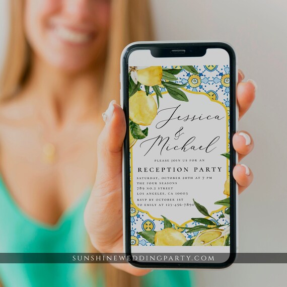 Lemon Reception Party Invitation Template Electronic - Etsy