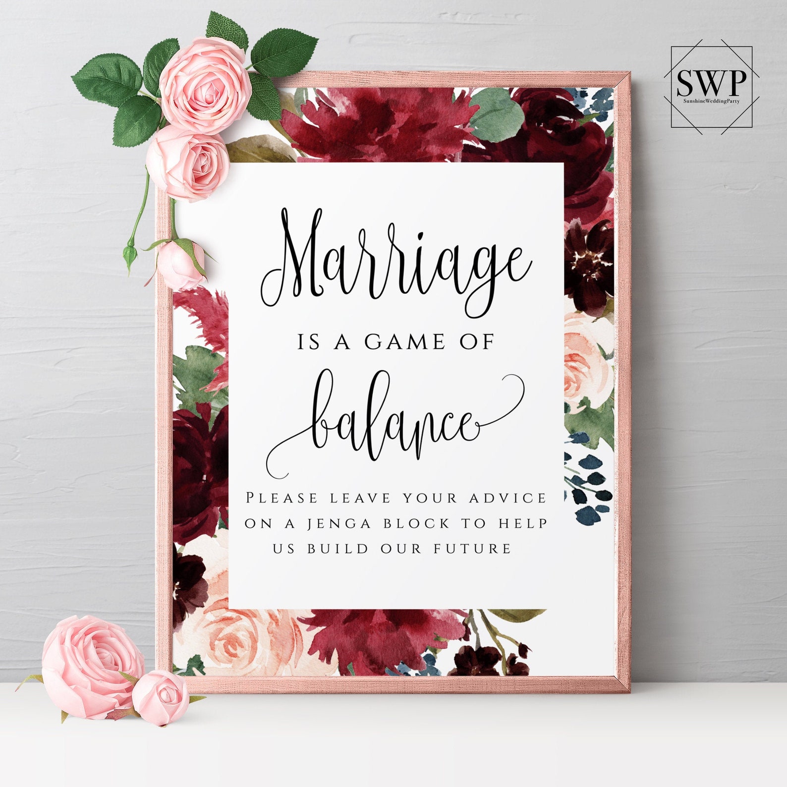 Marriage is a Game of Balance Sign Wedding Sign Template - Etsy