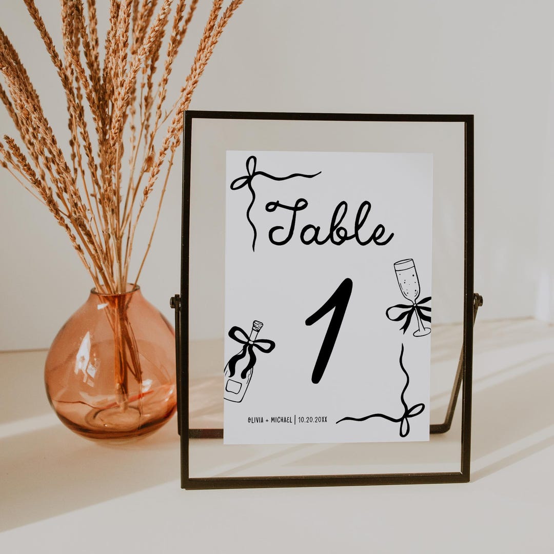 Printable Table Number Signs | Whimsical Wedding Table Signs | Modern ...