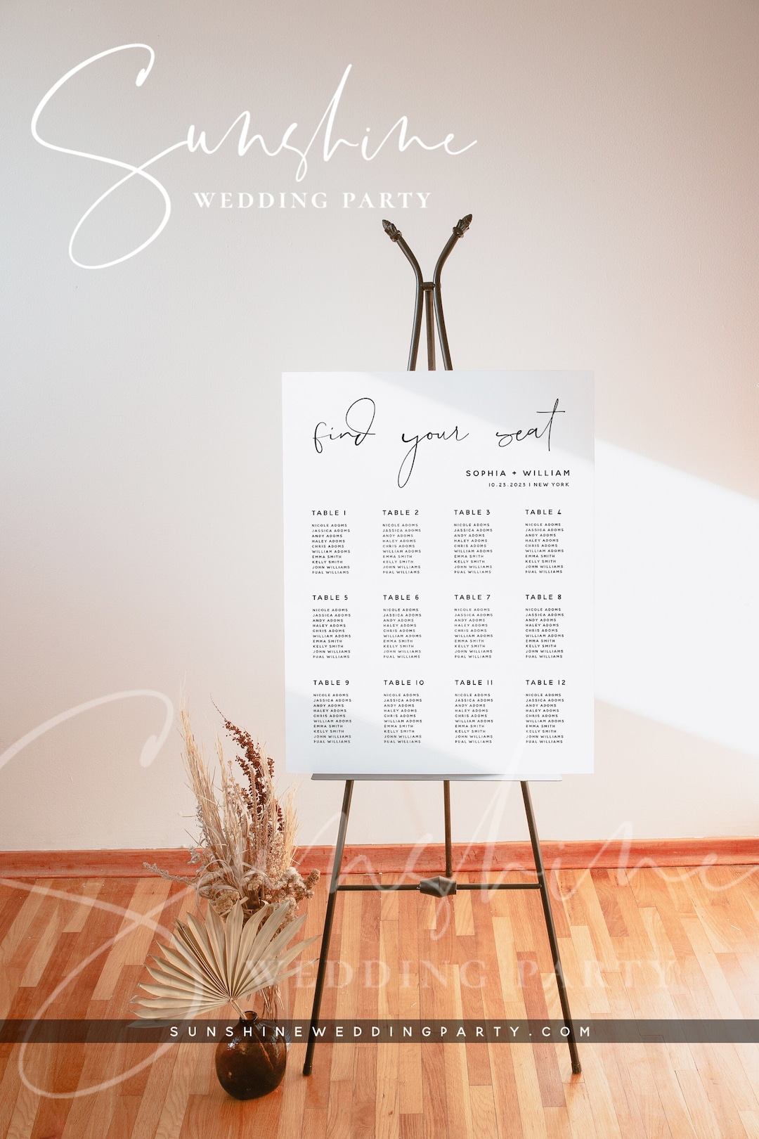 Wedding Seating Chart Sign Template, Minimalist Seating Board, Modern ...