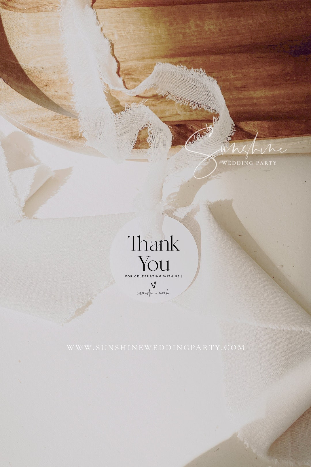 Minimalist Wedding Thank You Favors Tag Template, Round Thank You ...
