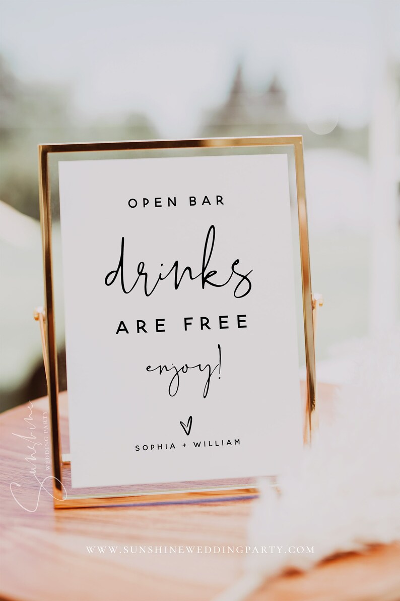 Open Bar Sign Template Printable Open Bar Sign Wedding Bar - Etsy