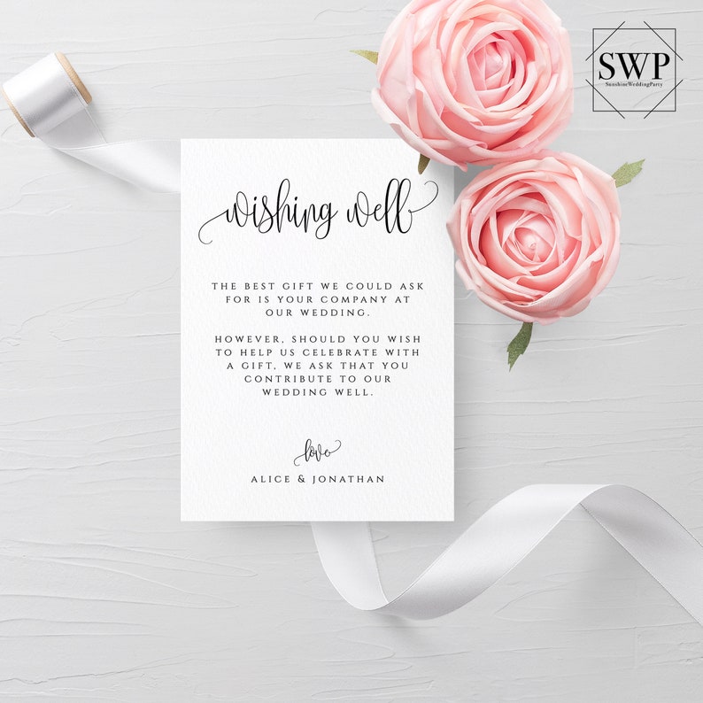 Wedding Wishing Well Template Printable Wedding Wishing Well Cards ...
