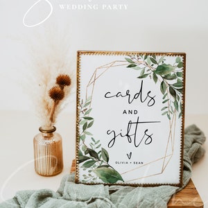 Greenery Cards and Gifts Signs Template, Wedding Cards and Gifts Signs ...