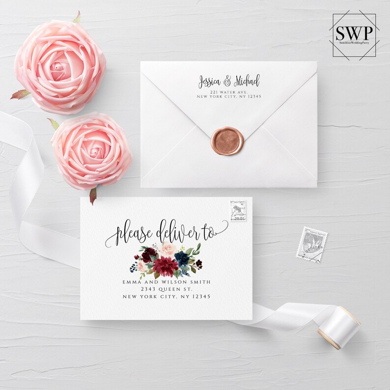 Floral Envelope Template Wedding Editable DIY Printable - Etsy