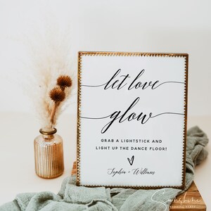 Glow Stick Sign Template, Elegant Wedding, Glow Sticks Send Off, Let ...