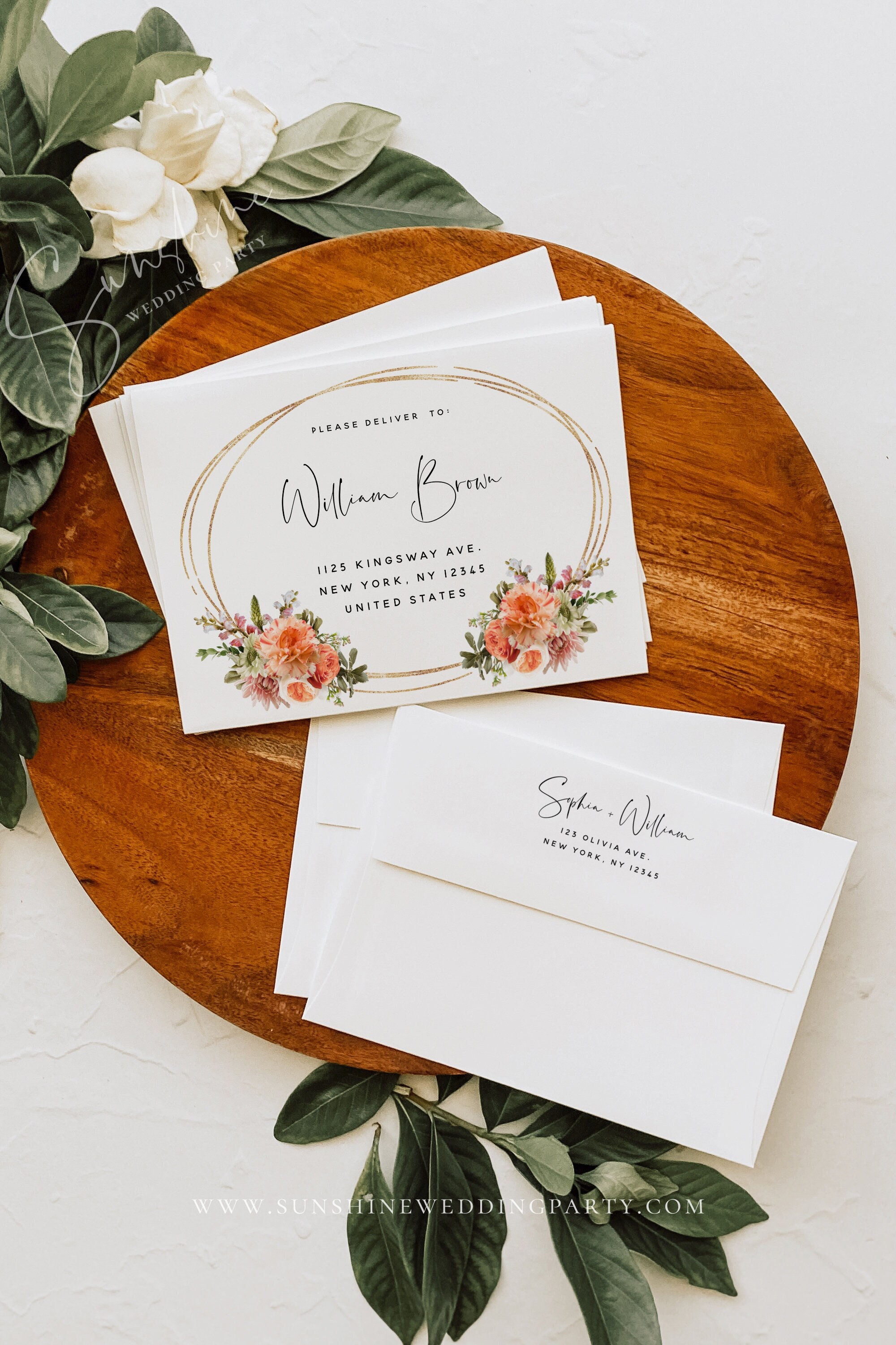 Coral And Green Wedding Envelope Template Envelope Template A7 A6 A1 