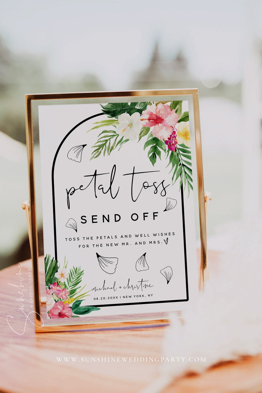 Petal Toss Send off Sign Template, Tropical Summer Wedding Sign ...
