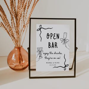 Printable Open Bar Sign | Wedding Drink Bar Sign | Whimsical ...