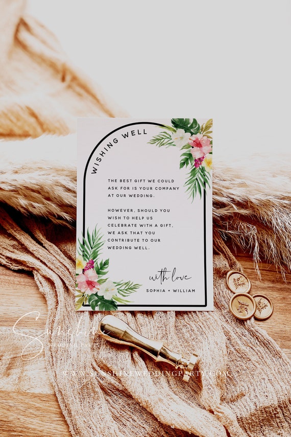 Hawaiian Wedding Wishing Well Card Template Printable Wedding - Etsy