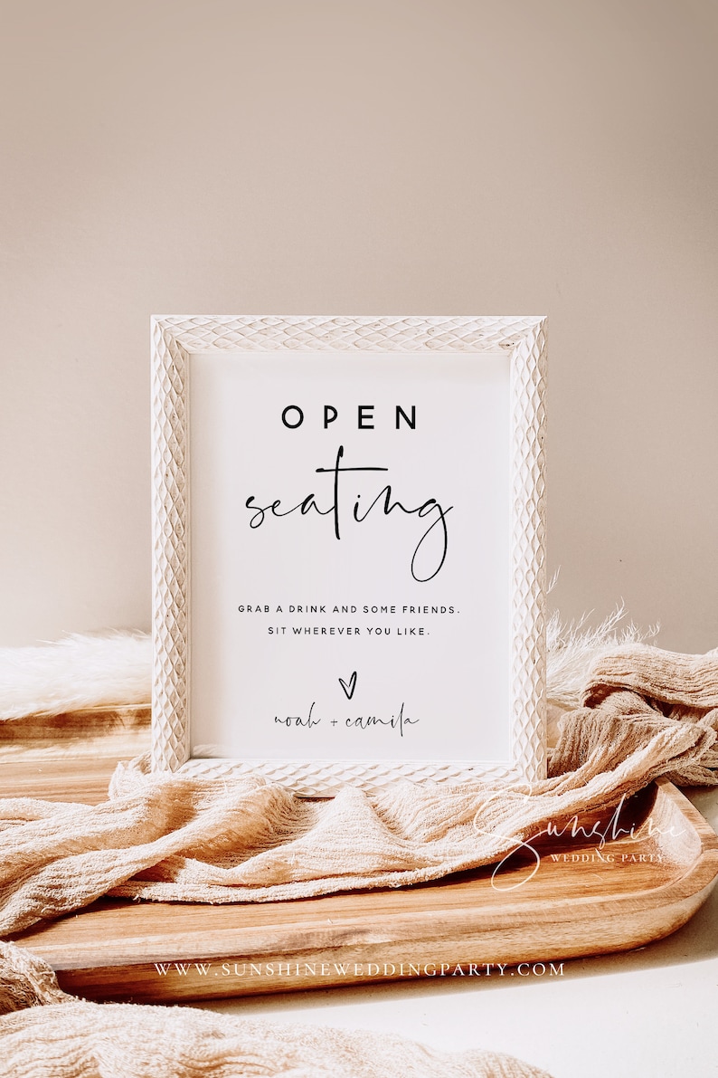 Open Seating Sign Template, Minimalist Wedding Signs, Printable Signs ...