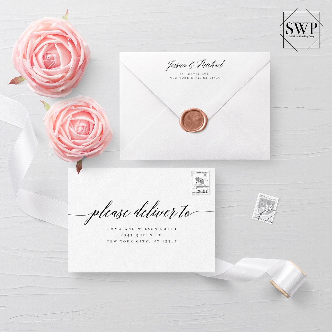 Calligraphy Envelope Template Wedding Editable DIY Printable - Etsy
