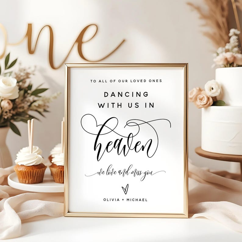 Editable Memorial Wedding Sign Template | Dancing With Us in Heaven ...
