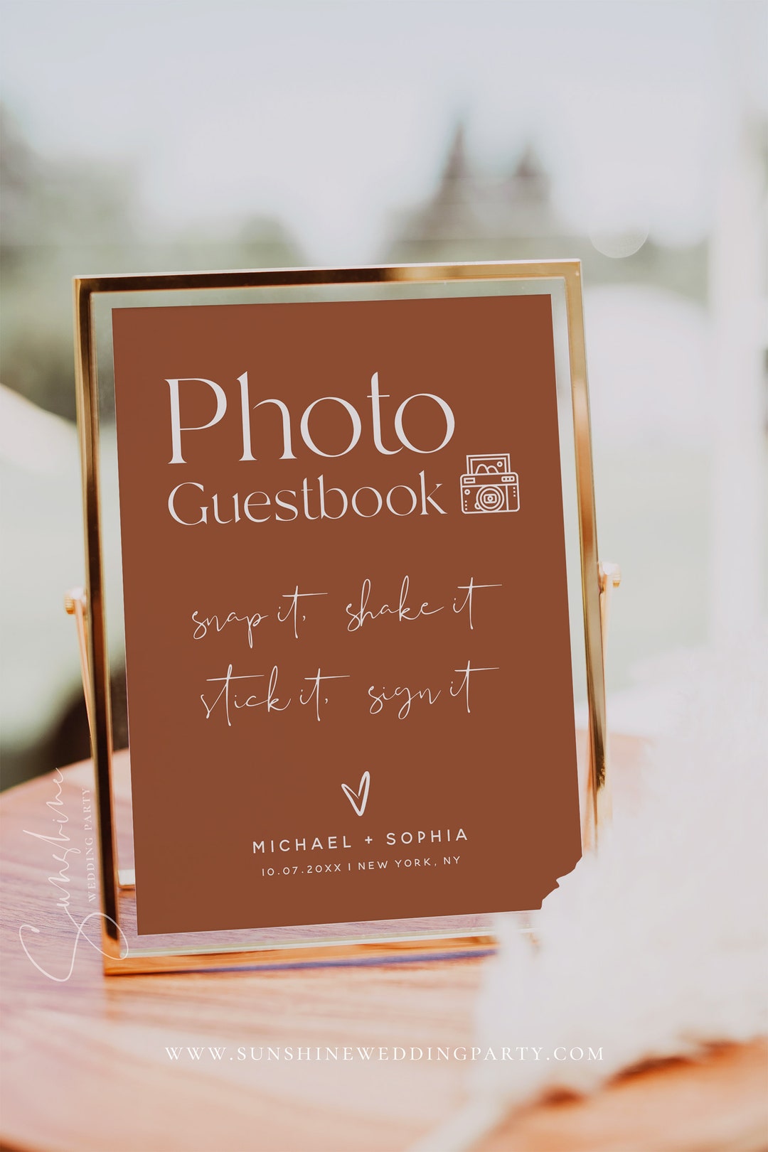Terracotta Photo Guestbook Sign Template, Boho Wedding, Guest Book Sign ...