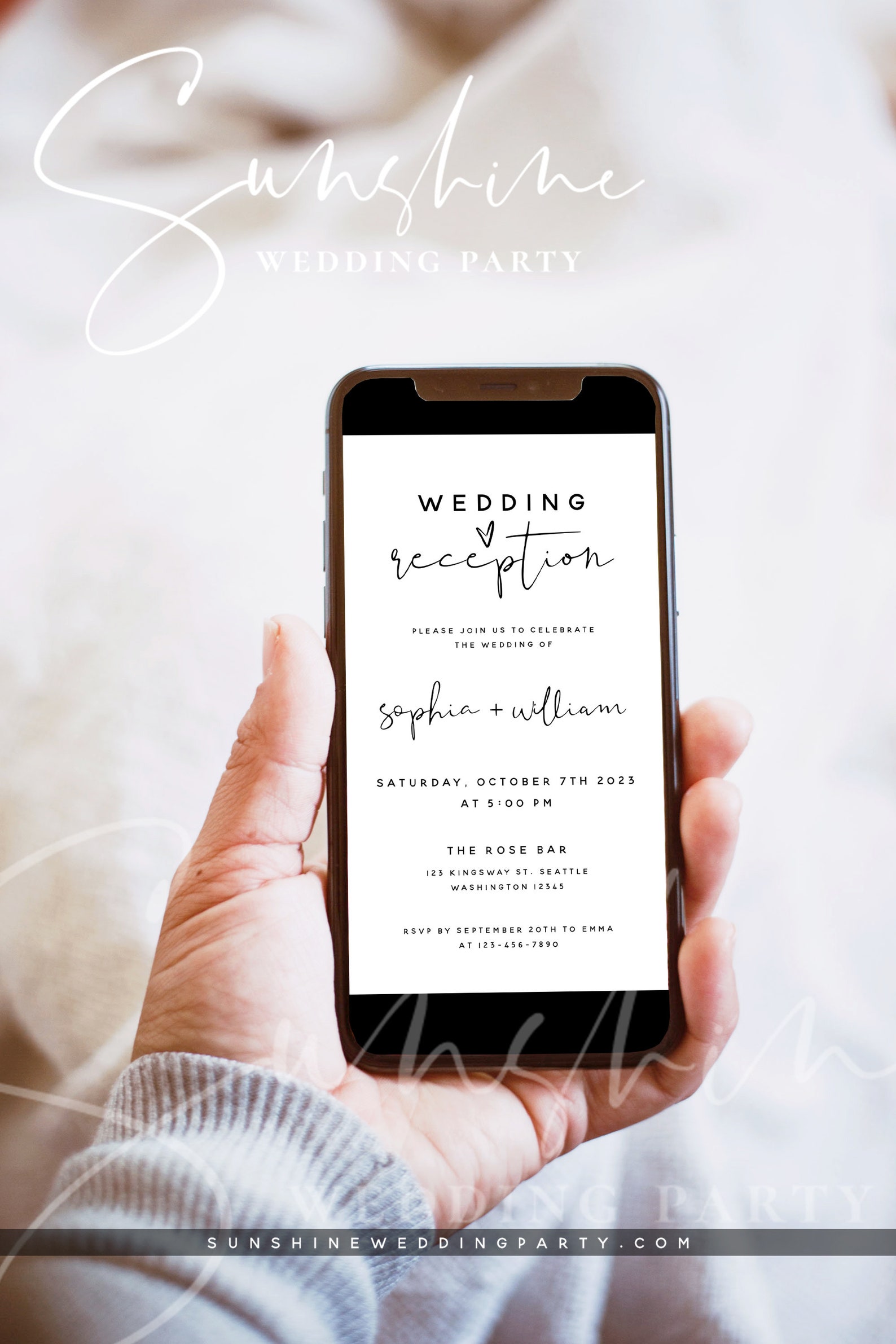 Electronic Wedding Reception Invitation Template, Reception Evite ...