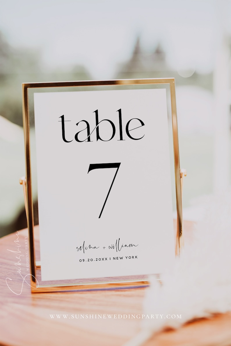 Wedding Table Number Sign Template Minimalist Table Numbers - Etsy