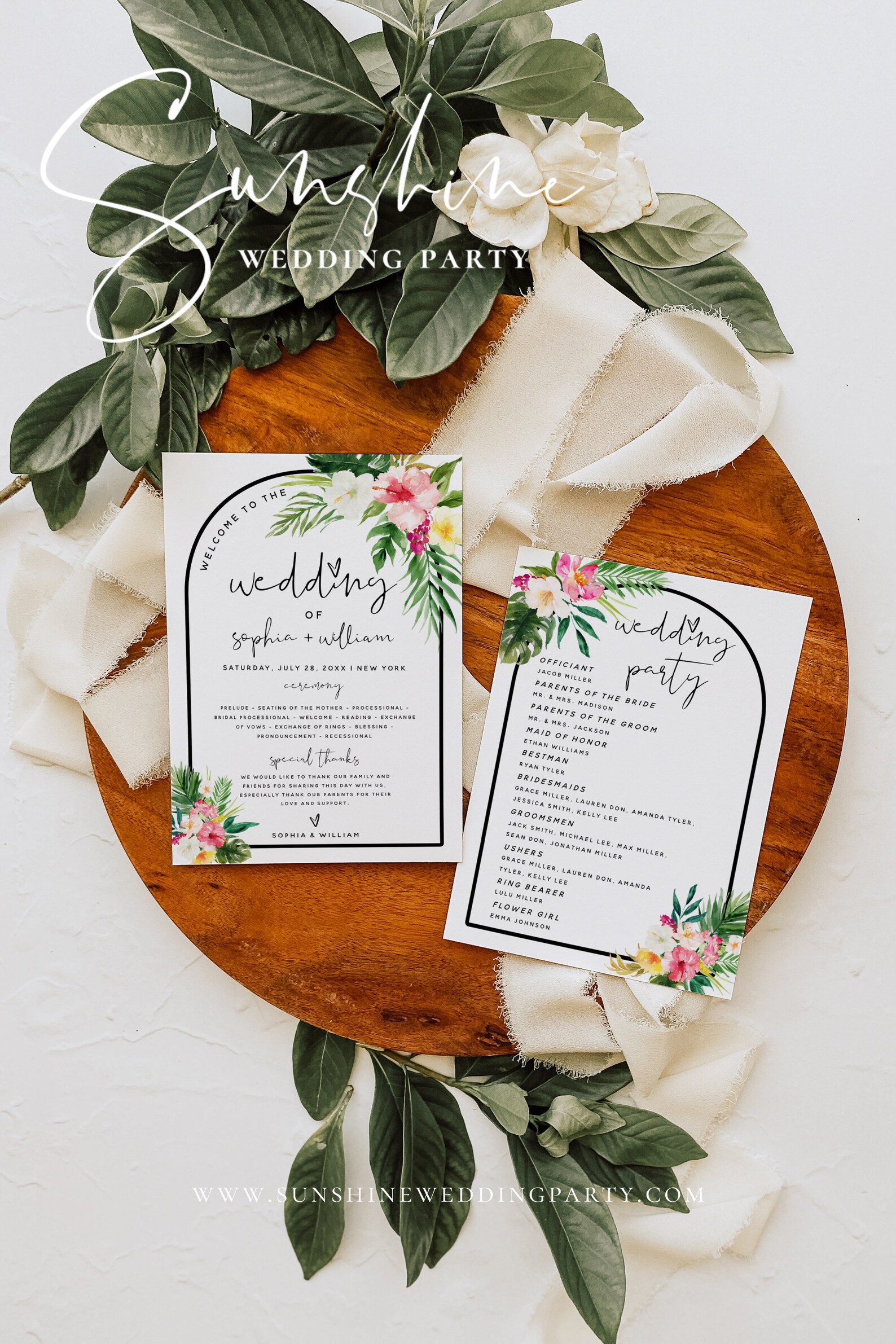 Hawaiian Beach Wedding Program Template Wedding Ceremony | Etsy