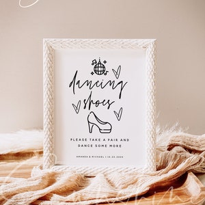 Dancing Shoes Sign Template, Wedding Sign Download, Printable Wedding ...