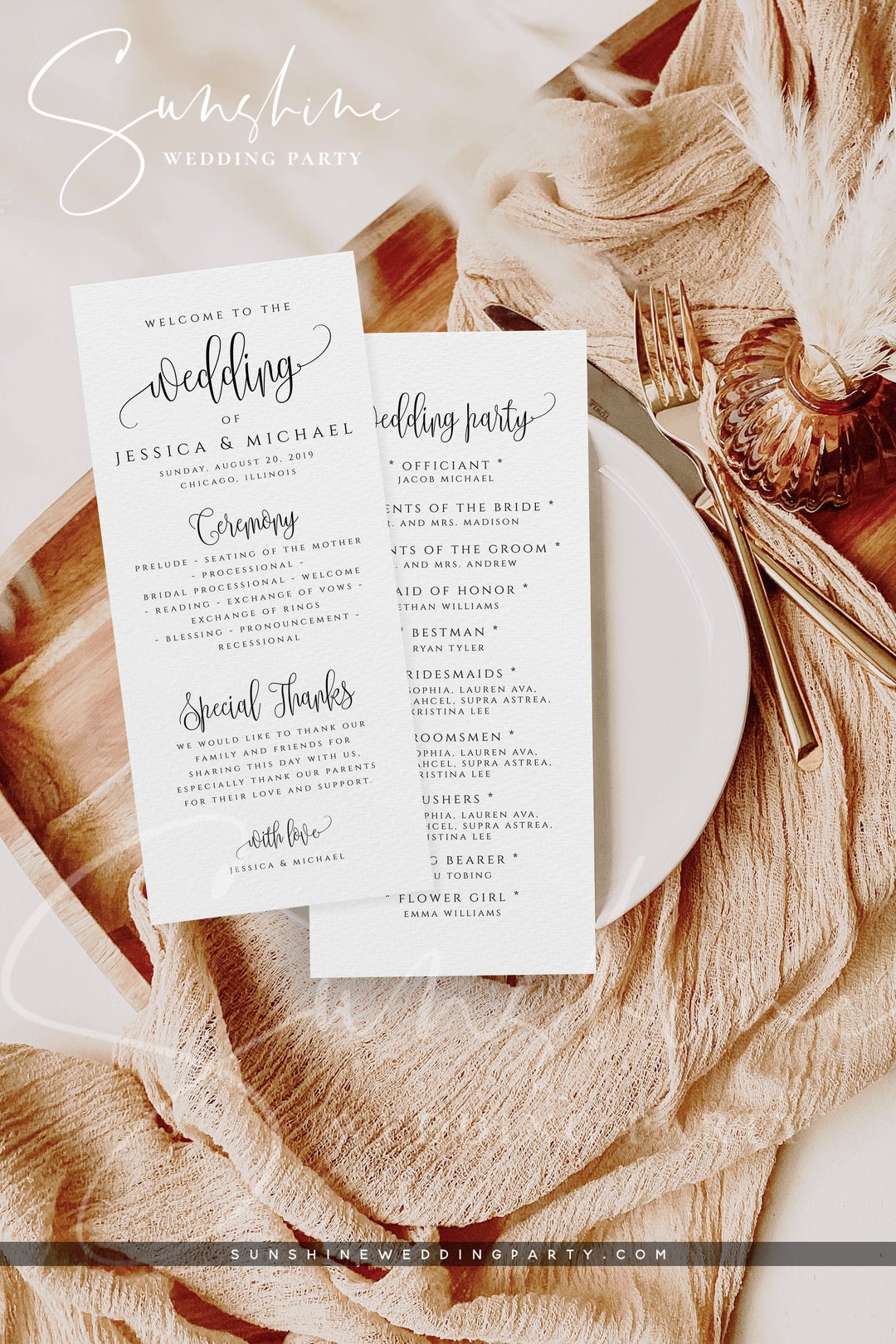 Wedding Program Template Ceremony Program Template Order of Events ...