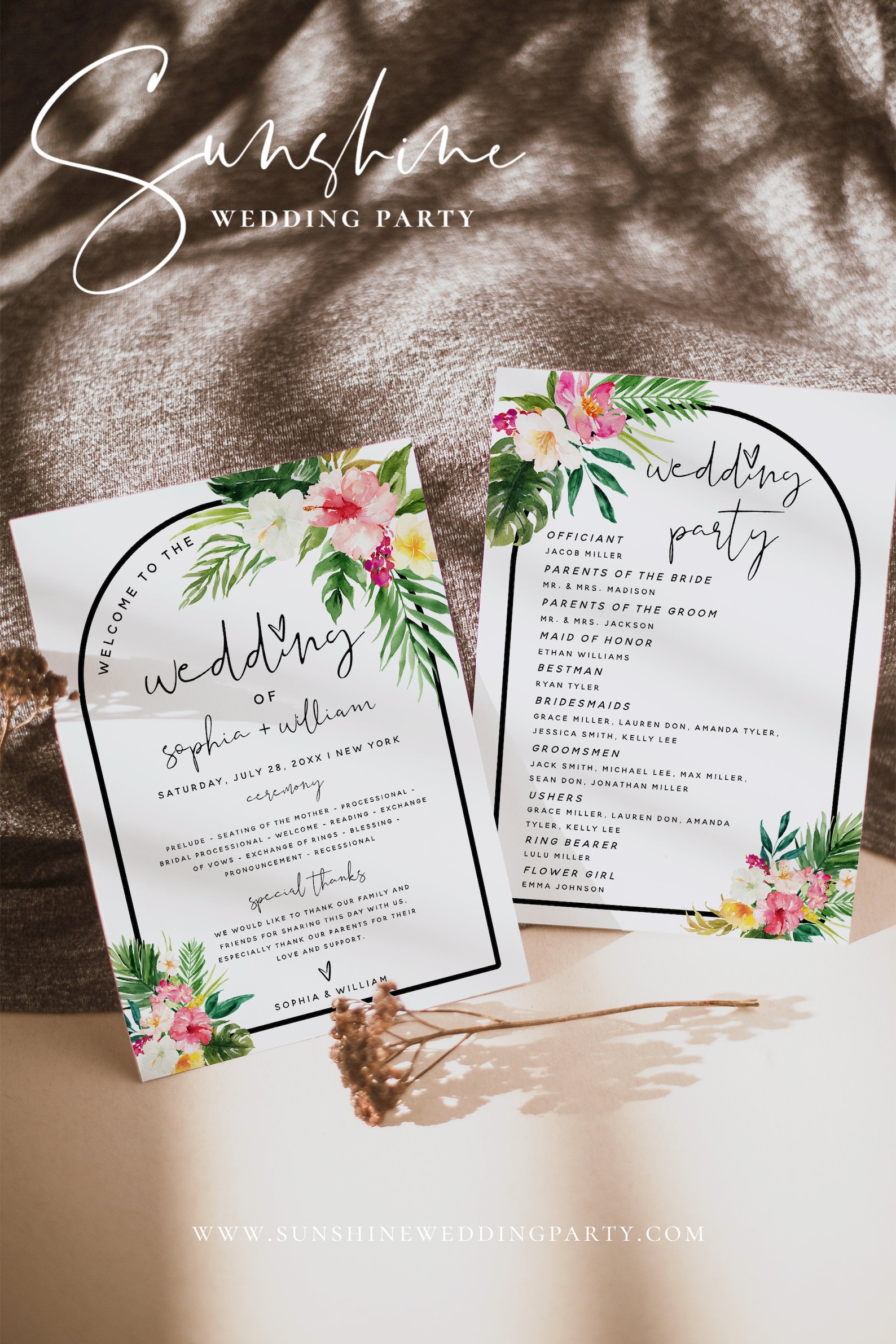 Hawaiian Beach Wedding Program Template Wedding Ceremony - Etsy