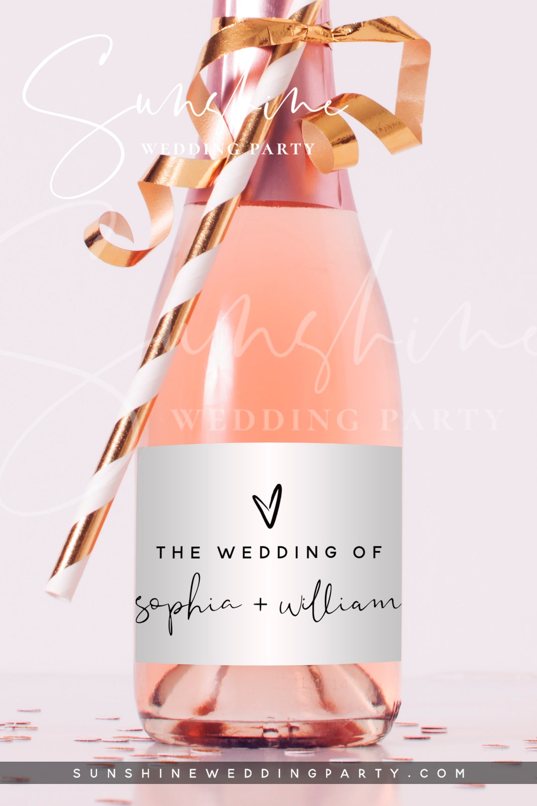 Mini Champagne Bottle Label Template, Wedding Labels, Bridal Shower ...