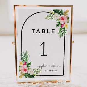 Hawaiian Wedding Table Numbers Template, Table Number Cards, Wedding ...