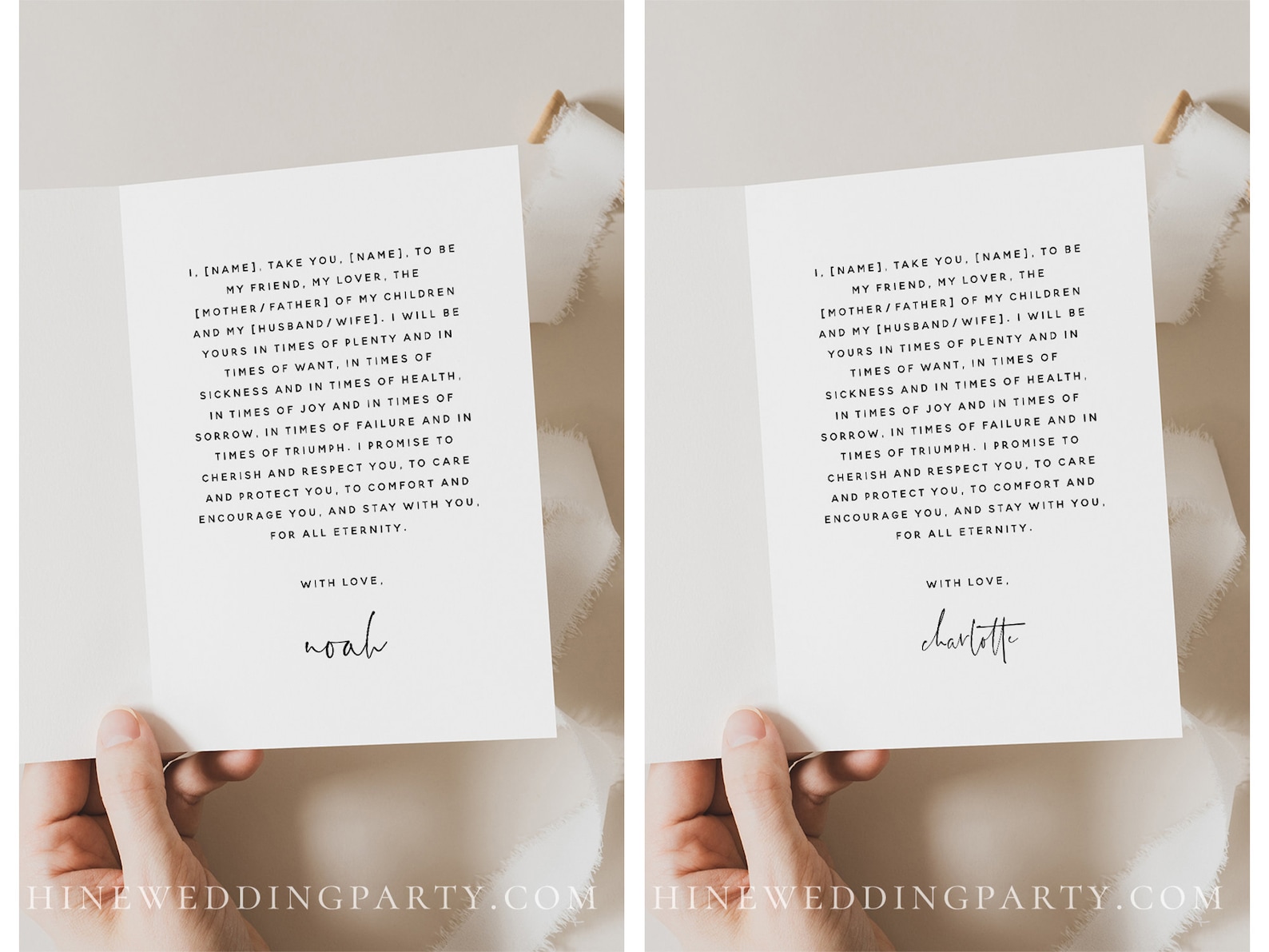 Wedding Vow Booklet Template, Modern Minimalist, His and Her Vows ...