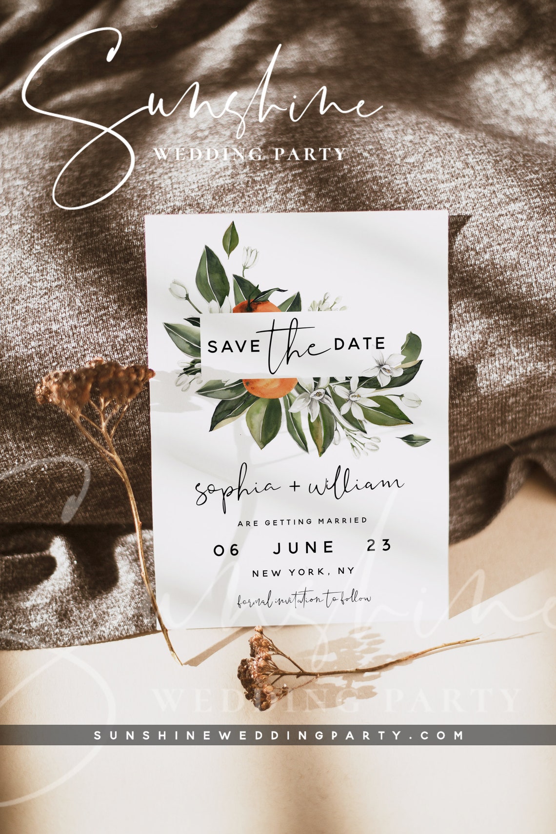 Save the Date Template Citrus Orange Wedding Save the Date - Etsy