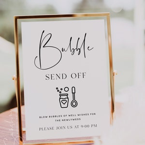 Bubble Send off Sign Template, Minimalist Wedding, Bubble Send off Sign ...