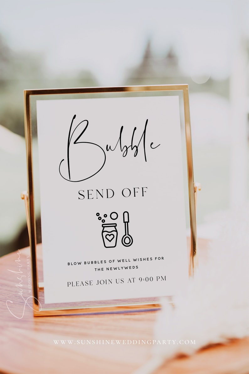 Bubble Send off Sign Template Minimalist Wedding Bubble Send - Etsy
