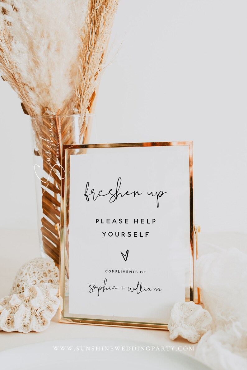 Minimalist Freshen up Sign Template Wedding Bathroom Sign - Etsy