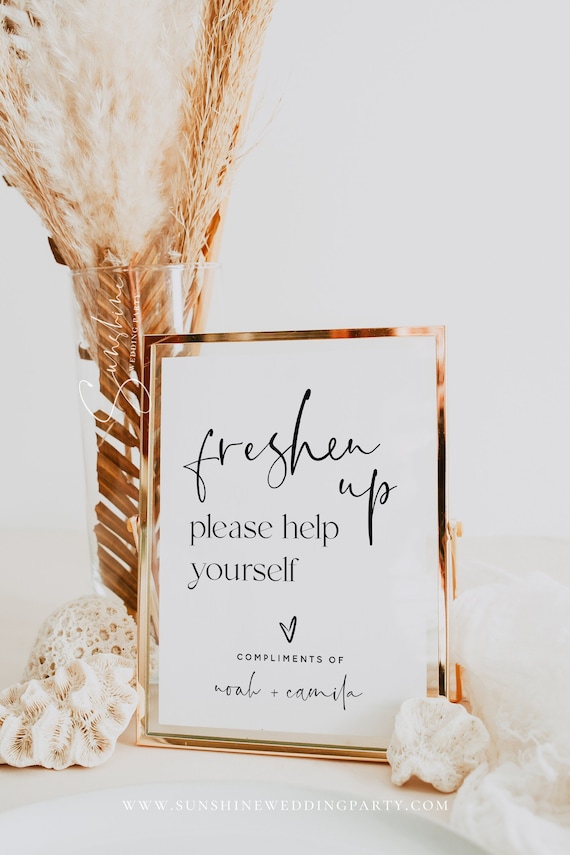 Minimalist Freshen up Sign Template Wedding Bathroom Sign - Etsy