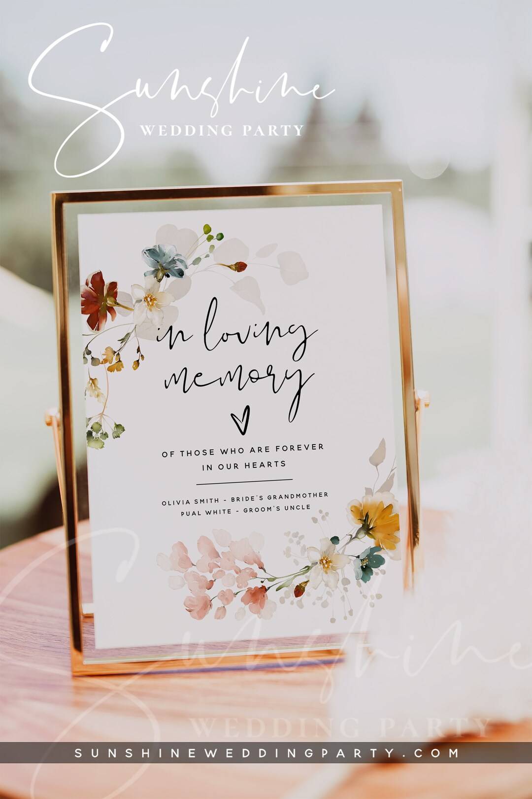 In Loving Memory Sign Template, Garden Flowers, Floral Wedding Sign ...