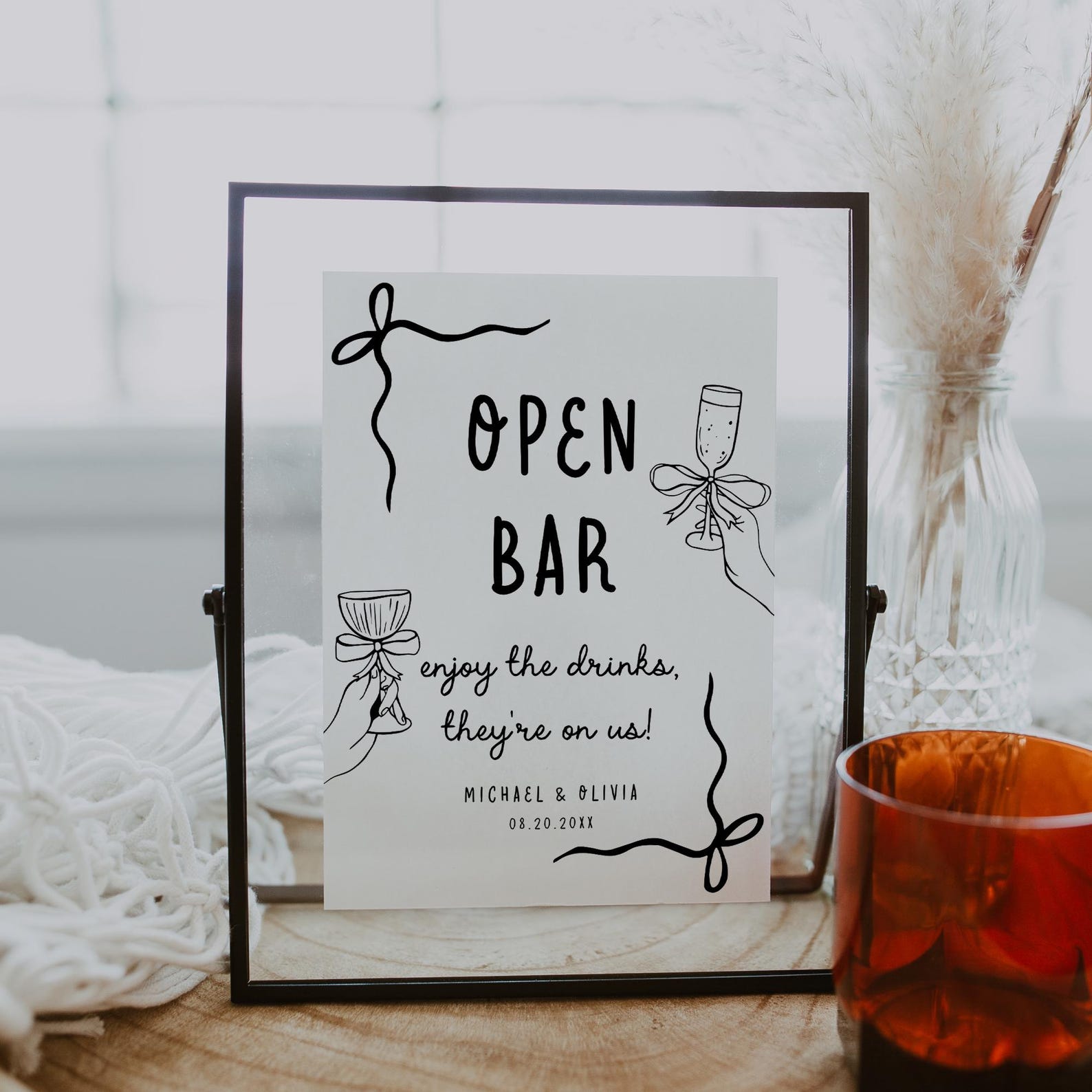 Printable Open Bar Sign | Wedding Drink Bar Sign | Whimsical ...