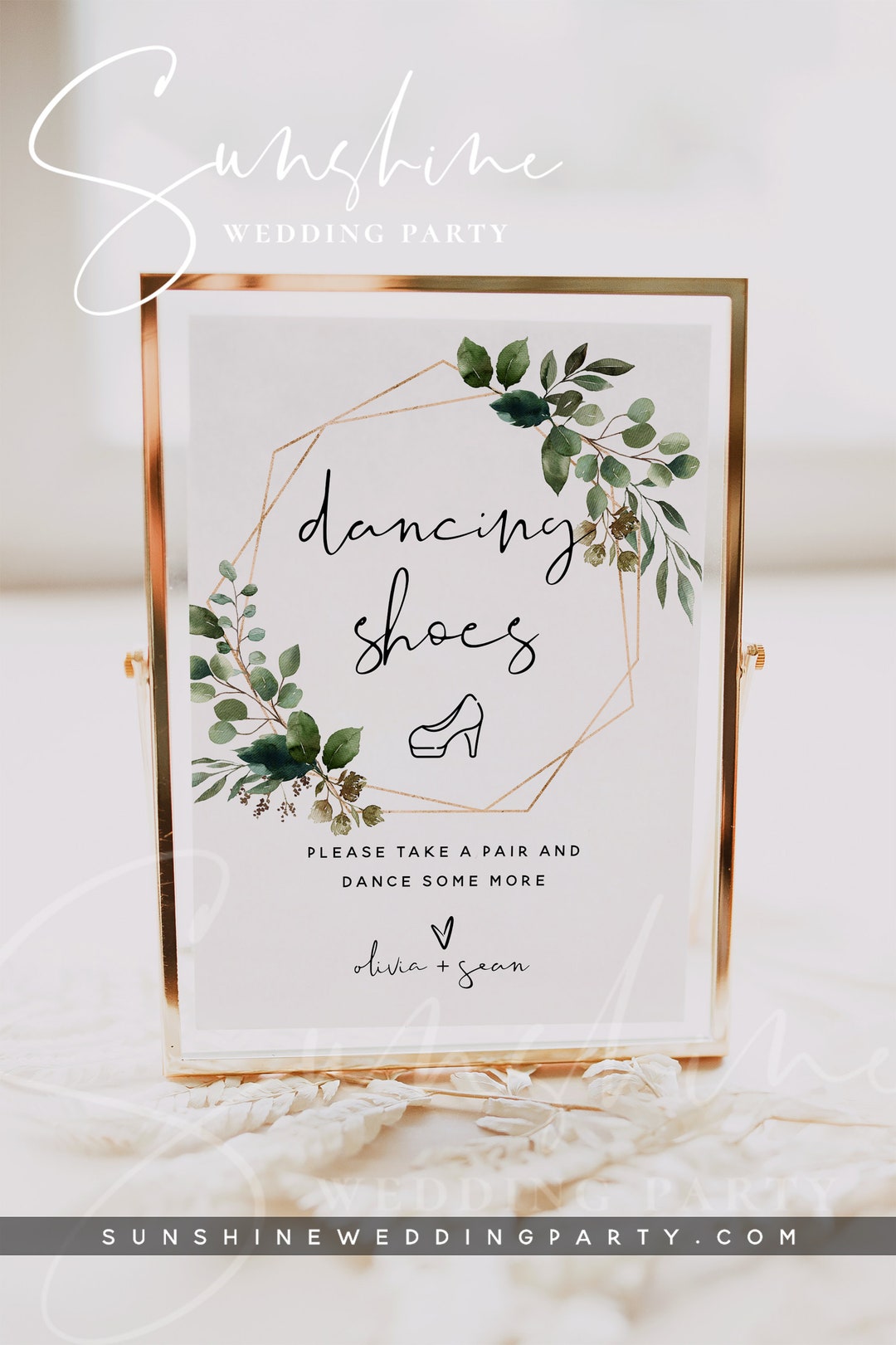 Dancing Shoes Sign Template, Greenery Wedding Signs, Printable Dancing ...