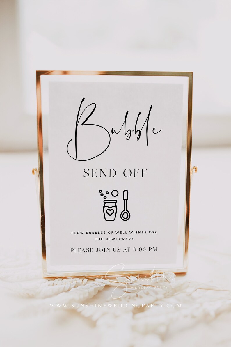 Bubble Send off Sign Template Minimalist Wedding Bubble Send - Etsy