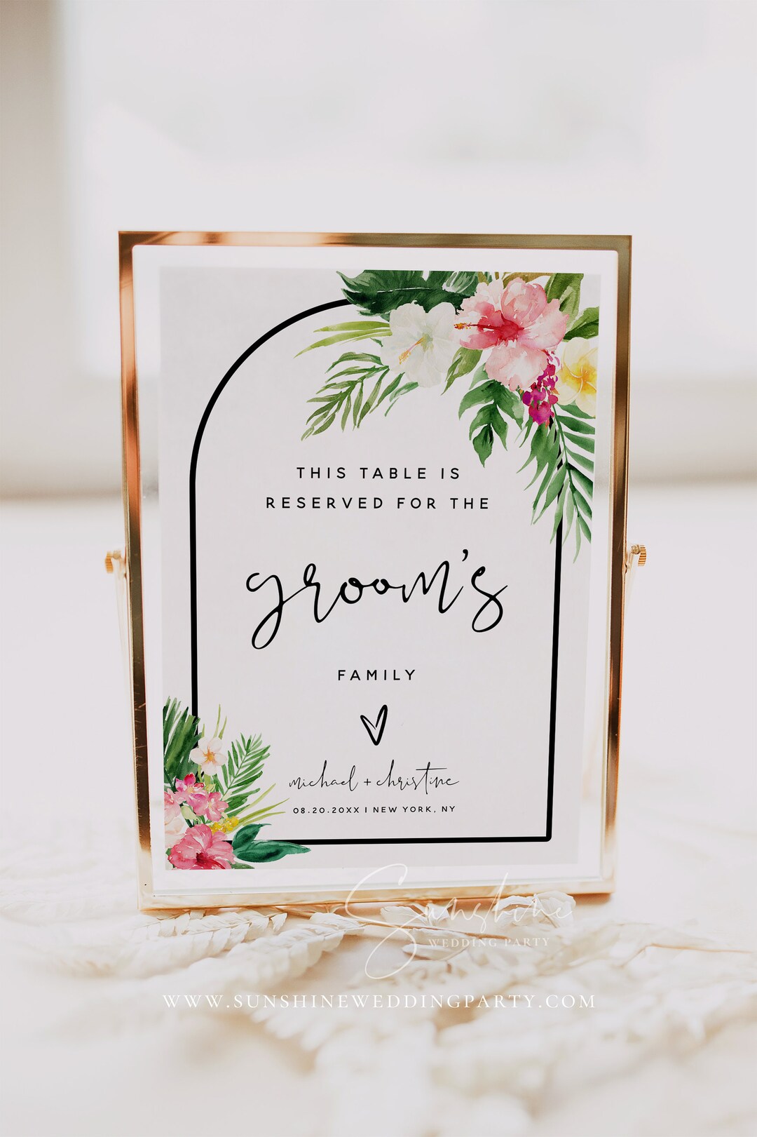 Tropical Wedding Reserved Table Sign Template, Summer Wedding, Reserved ...