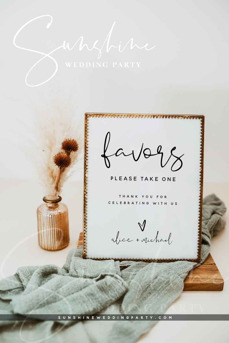 Favors Sign Template Wedding Minimalist Favors Signs - Etsy