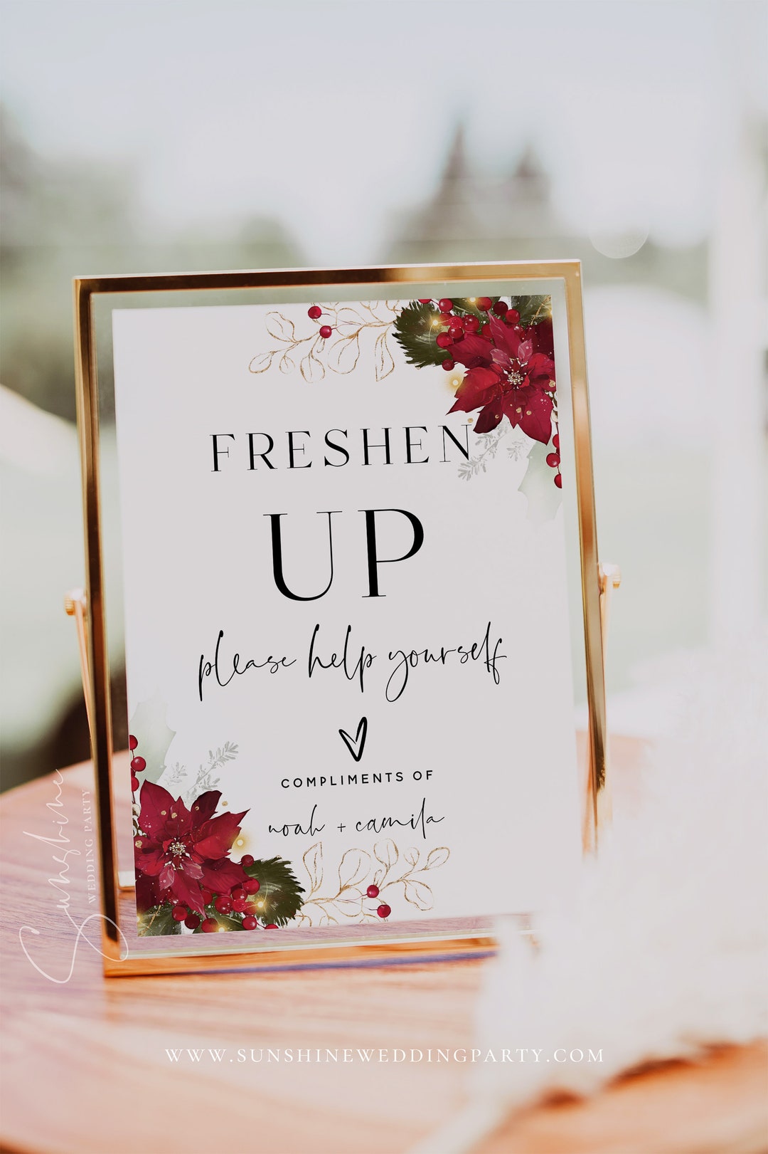 Freshen up Sign Template, Christmas Wedding Bathroom Sign, Bathroom ...