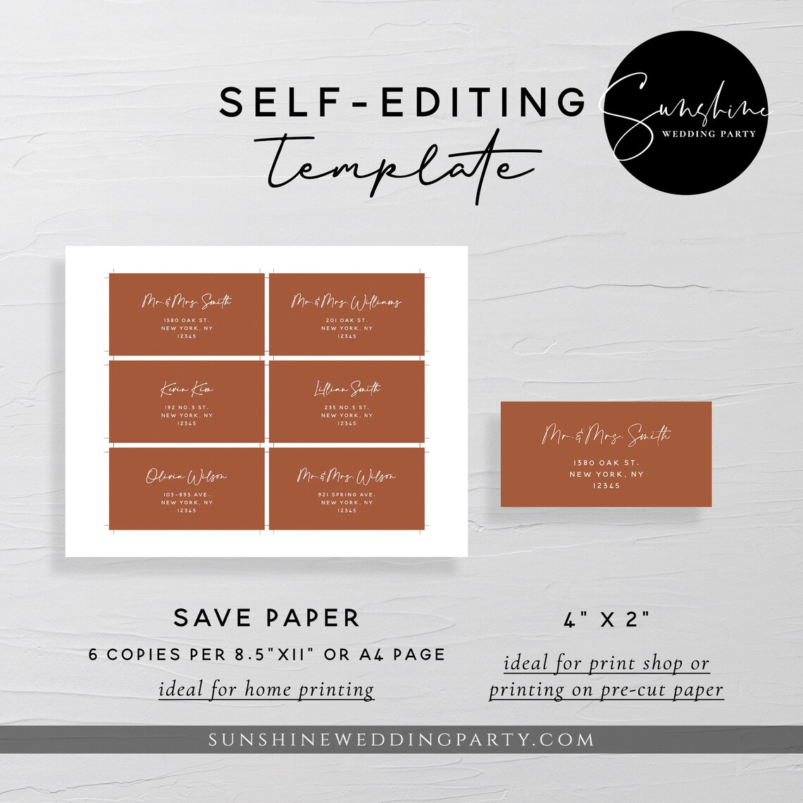 Terracotta Wedding Envelope Label Template, Printable Return Sticker ...