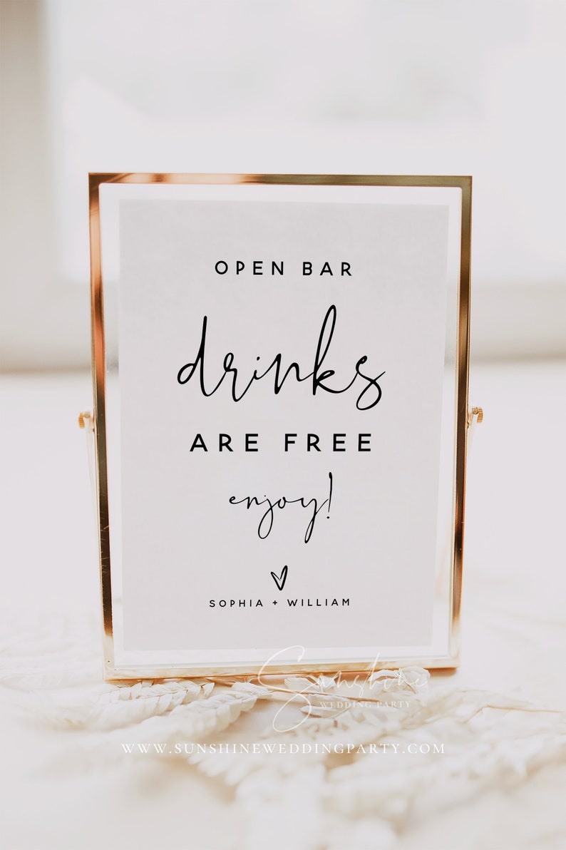 Open Bar Sign Template Printable Open Bar Sign Wedding Bar - Etsy