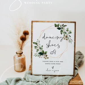 Dancing Shoes Sign Template, Greenery Wedding Signs, Printable Dancing ...
