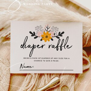 Unicorn Baby Shower Diaper Raffle Ticket Template Bohemian - Etsy