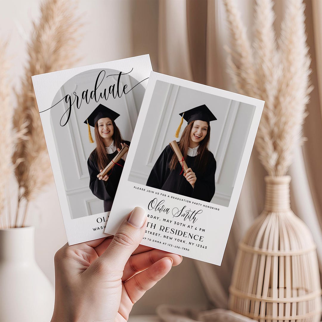 Editable Graduation Party Invitation Template | Modern Photo Graduation ...