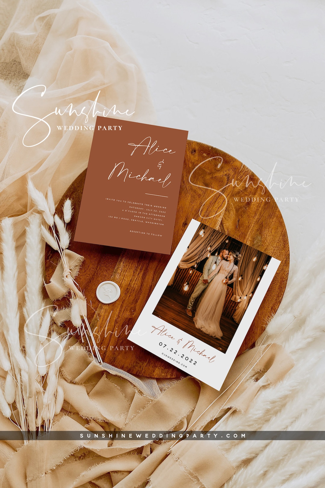 Terracotta Wedding Invitation Template With Photo, Printable Burnt ...