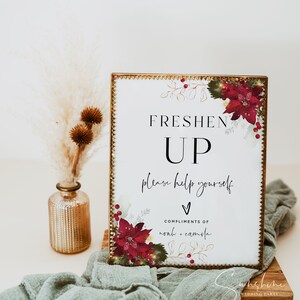 Freshen up Sign Template, Christmas Wedding Bathroom Sign, Bathroom ...