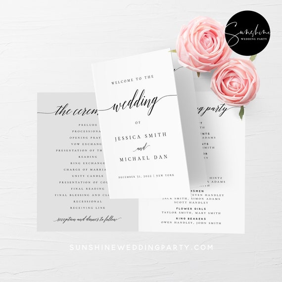 Folded Wedding Program Template Folded Wedding Program - Etsy